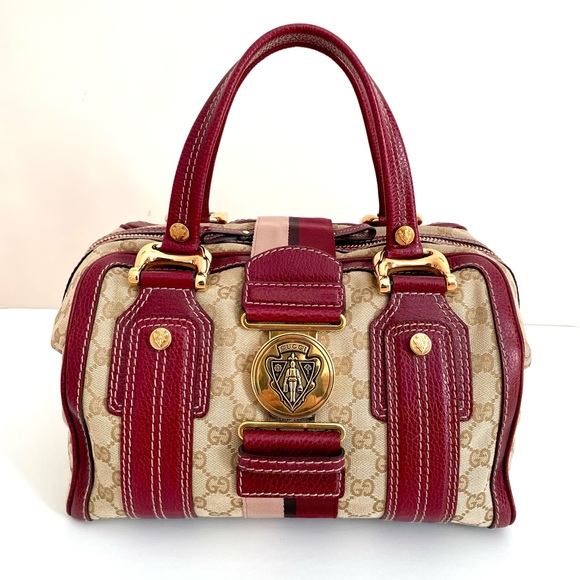 Gucci | Bags | Gucci Boston Bag Aviatrix Medium Gg Canvas Burgundy ...